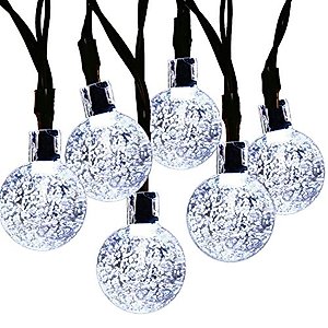 Solar Globe Lights Outdoor,20FT 30 LED Waterproof Fairy String Lights Hanging for Indoor/Outdoor Commercial Decor Ambiance Lighting for Garden Backyard Wedding Holiday Party(8 Modes/White)