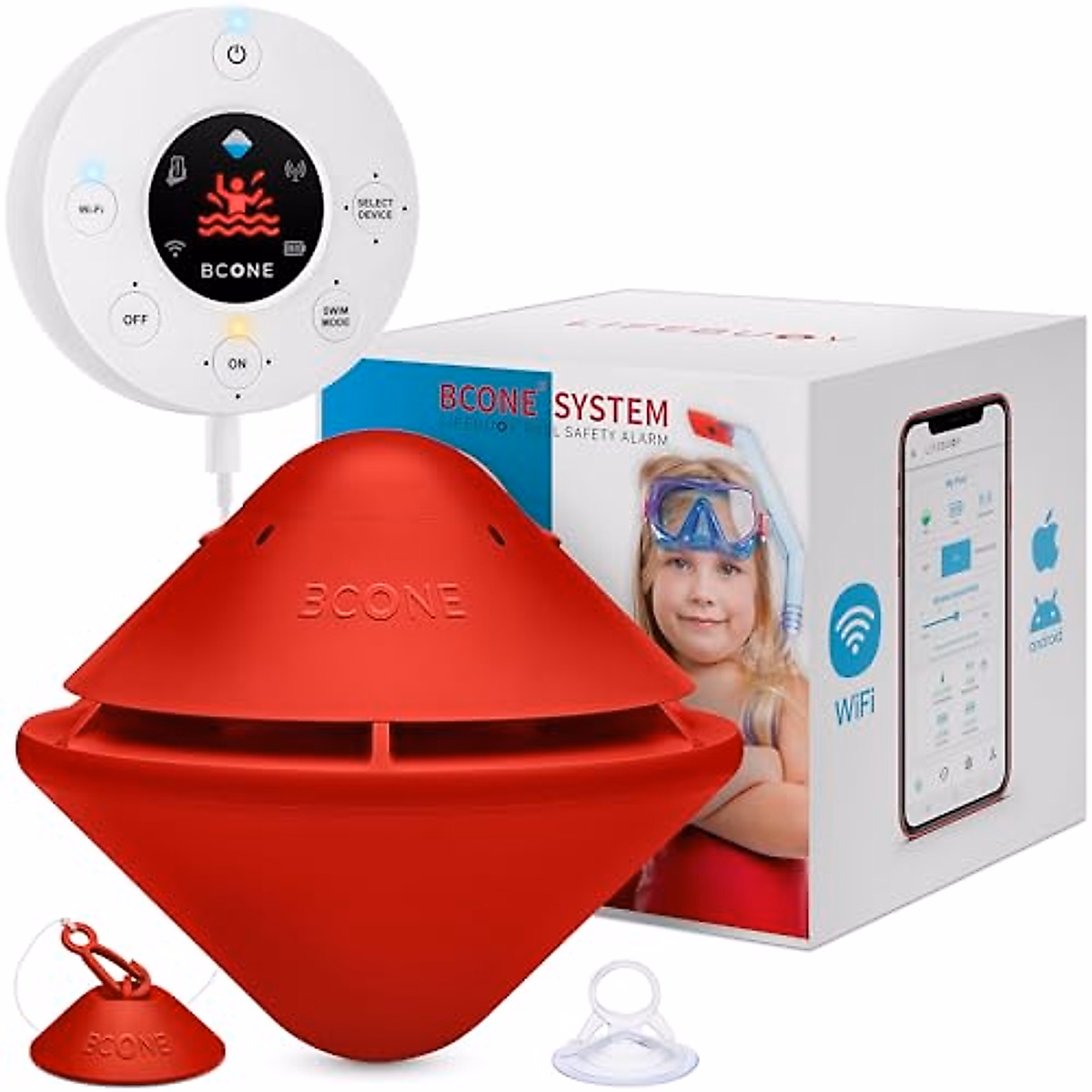 BCONE® System Pool Alarm by Lifebuoy® | Loud Pool Safety Alarms on Home & Pool Units | Floating Pool Alarm Certified ASTM F2208 | Connects to Alexa | Pool Alarms for Inground Pools and Above-Ground