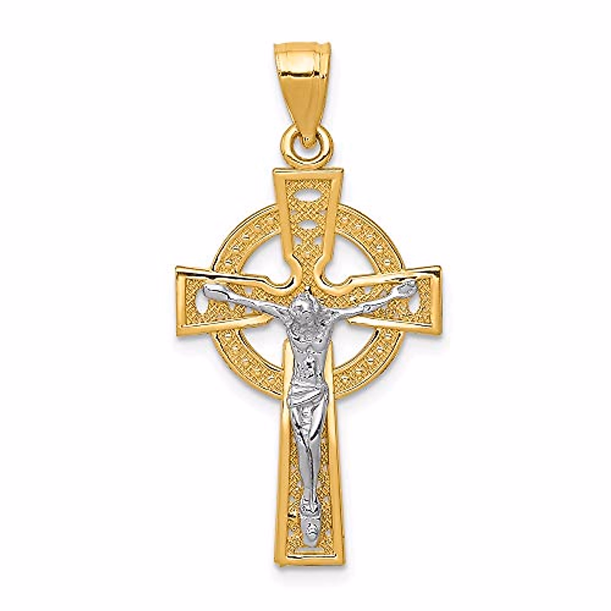 IceCarats 14K Two Tone Gold Iona Lord Jesus Christ Crucifix Holy Cross Necklace Heart Claddagh Celtic Religious Pendant Charm Irish Jewelry Only