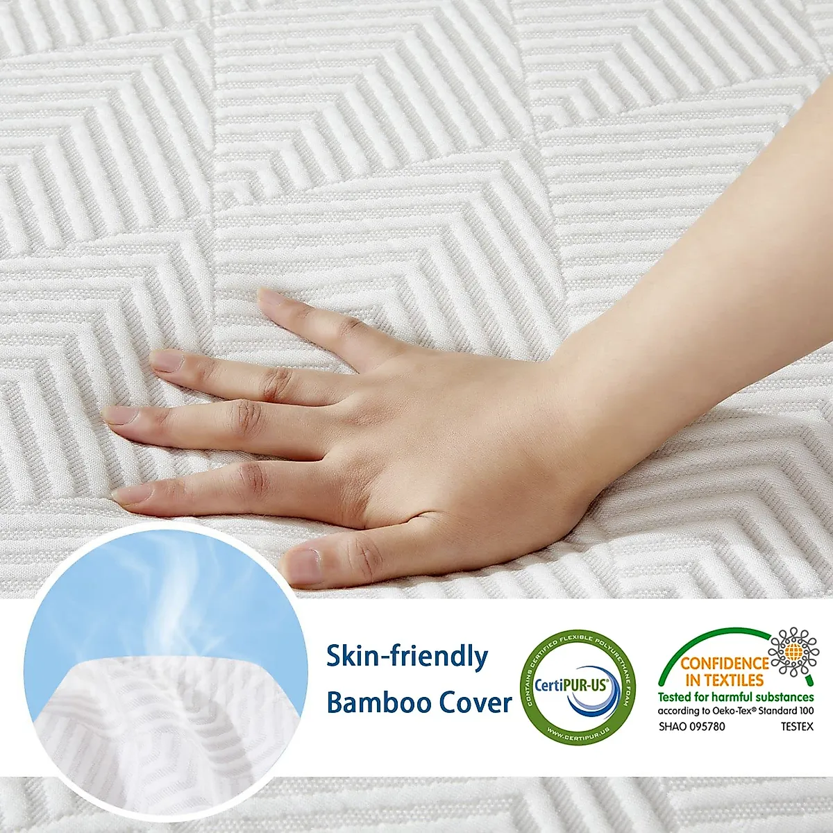 MyAnts Folding Mattress - 4 inch Portable Tri-Fold Cooling-Gel Memory Foam Foldable Mattress Topper with Washable Soft Cover Non-Slip Bottom, Camping Mattress Floor Guest Bed, 75" x 54" Full Size