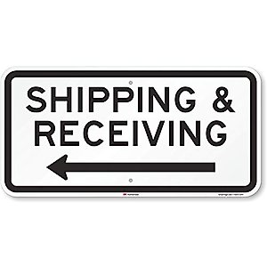 SmartSign "Shipping & Receiving" Sign with Left Arrow | 12" x 24" 3M Engineer Grade Reflective Aluminum