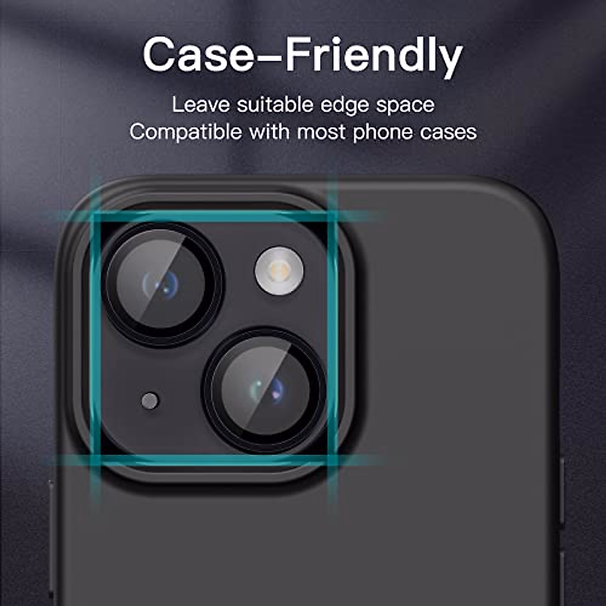 JETech Camera Lens Protector for iPhone 14 6.1-Inch and iPhone 14 Plus 6.7-Inch, 9H Tempered Glass Metal Individual Ring Cover, HD Clear, 2-Pack (Midnight)