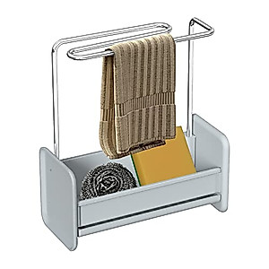 DODAMOUR Sponge Holder with Drain Pan, Kitchen Sink Caddy Tray Organizer, Sponge Brush Soap Dish Dishcloth Rack