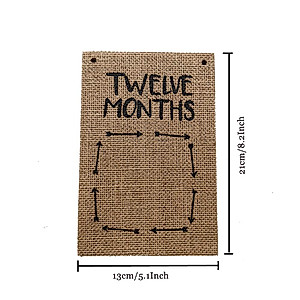 Burlap 1st Birthday Baby Photo Banner ,Newborn Baby Monthly Milestone Photograph Bunting Garland for Baby Shower First Birthday Party Decoration