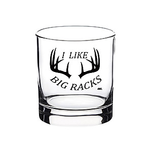 Rogue River Tactical Funny I Like Big Racks Hunting Old Fashioned Whiskey Glass Drinking Cup Gift For Hunter
