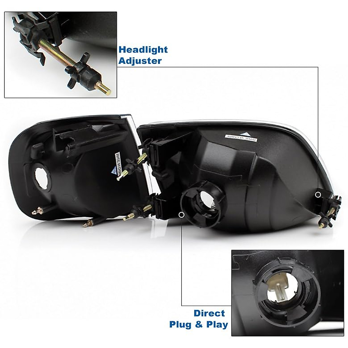 ZMAUTOPARTS Replacement Headlights with Corner Signal Lamps Chrome/Amber For 1997-2003 Ford F-150/1997-2002 Expedition