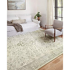 Loloi II Rosette Collection ROS-02 Ivory/Silver, Traditional 7'-6" x 9'-6" Area Rug