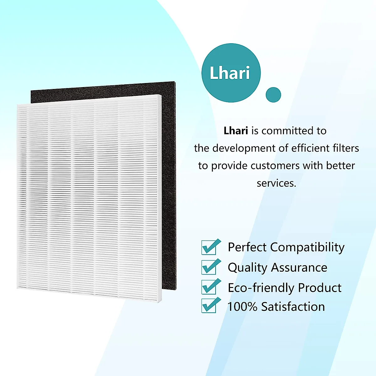 Lhari 2-Pack D480 True HEPA Replacement Filter, Compatible with Winix D480 Air Purifier, Compare to Winix D4 Filter, Part Number 1712-0100-00, 2-Pack