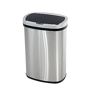 Trash Can 13 Gallon Electronic Touchless Tainless-Steel Trash Bin, Automatic Smart Motion Sensor Kitchen Garbage Can with Lid, Automatic Closure & Opening Waste Bins for Office Bedroom (Silver)
