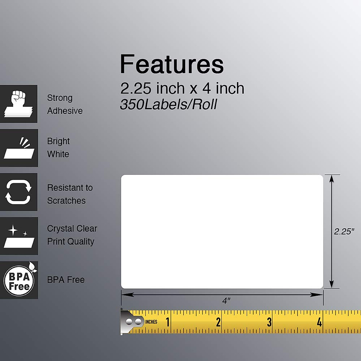 BETCKEY - 2.25" x 4" (57 mm x 102 mm) Multipurpose & Shipping Labels Compatible with Zebra & Rollo Label Printer,Premium Adhesive & Perforated [1 Rolls, 350 Labels]