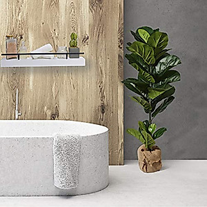 MELANNCO Floating Railing Shelf for Bedroom, Living Room, Bathroom, Kitchen, 24-Inch, Distressed White