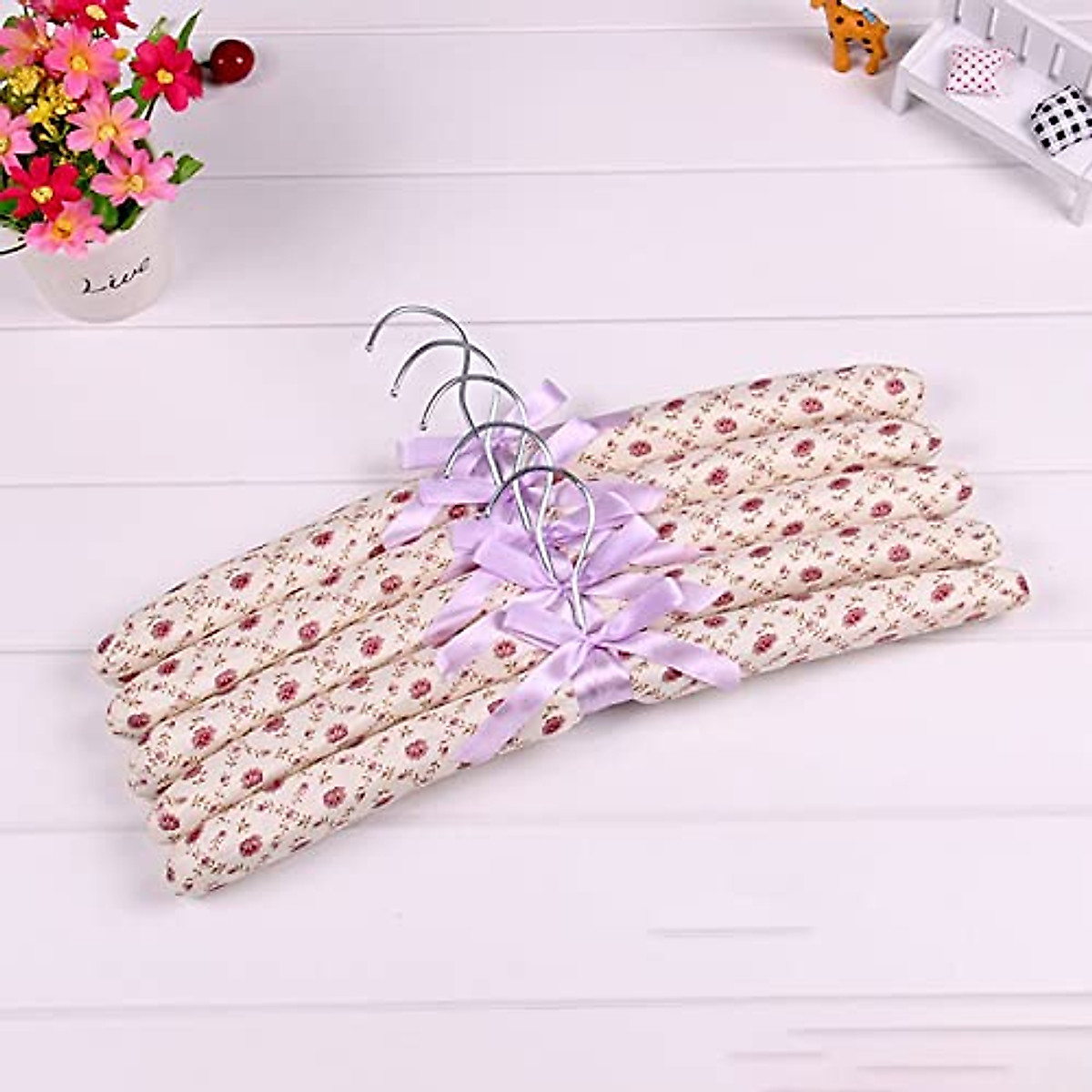 10PCS Clothes Hangers Printed Bow Padded Hanger Thickened Non-Slip Wedding Dress Hanger for Closet or Bedroom