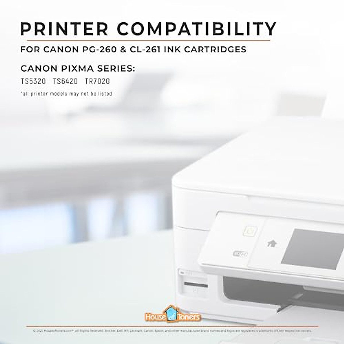 Houseoftoners Remanufactured Canon Pg-260 & 261XL Black & Color Ink Cartridge Replacement, High Yield 260 & 261XL Ink Cartridge for PIXMA TS5320, PIXMA TR7020-2 Pack (Black, Color)