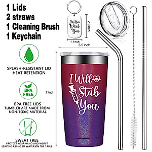 BIRGILT I Will Stab You Gifts - Nurse Gifts for Women - Nurse Week Gifts - Appreciation Gifts for Nurses - School Nurse Practitioner Graduation Gifts - 20oz Nurse Tumblers