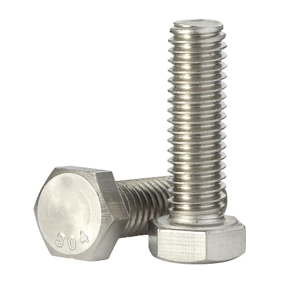M8-1.25 x 20mm Hex Head Bolts Hexagon Screws, 304 Stainless Steel 18-8, Plain Finish, Fully Threaded, 25 PCS