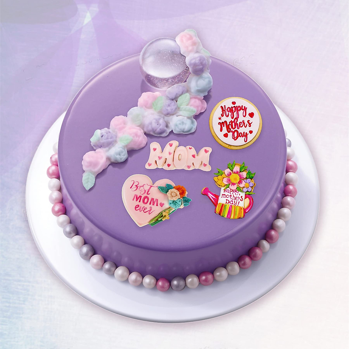 Flycalf Cookie Cutter Mom Mother Heart Gifts Baking Dough Tools with Plunger Stamps Handle Detailed Cake Decor Plastic Cutter Molds Party 3.5" Kitchen Supplies