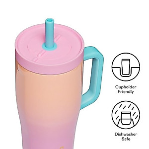 Corkcicle Cruiser Insulated Tumbler with Handle & Straw, Lover, 22 oz – 100% Leakproof Cupholder Friendly Water Bottle Keeps Drinks Cold 20hrs