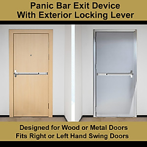 Dynasty Hardware Push Bar Panic Exit Device Aluminum, with Exterior Lever