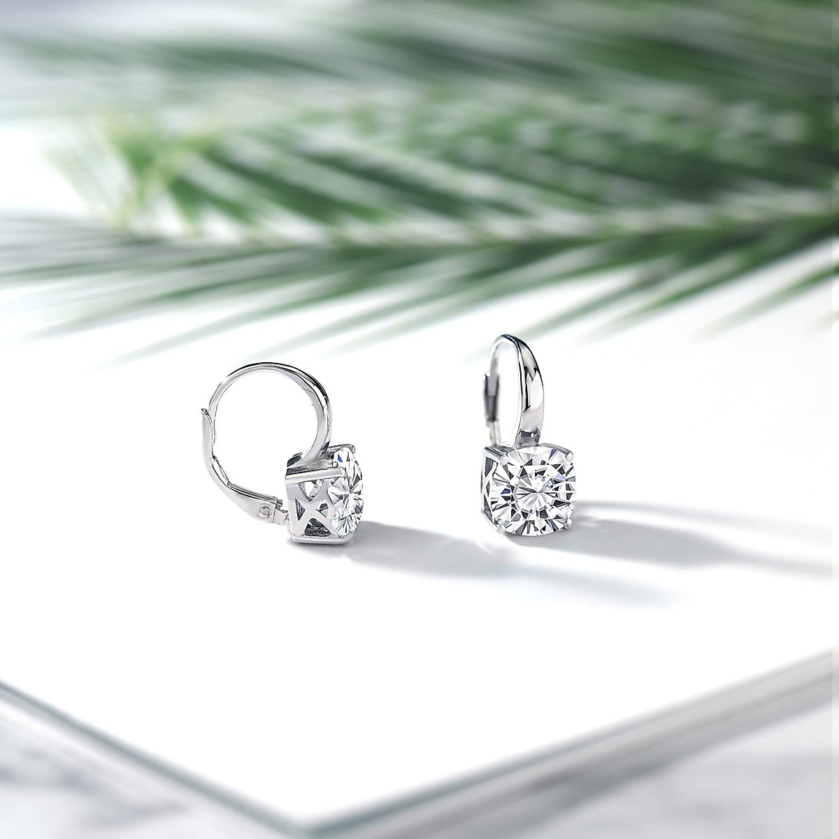 Gem Stone King 4.80 Cttw White Moissanite Dangle Earrings For Women In 925 Sterling Silver | Cushion 8MM