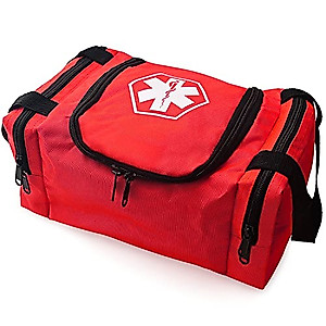 ASA TECHMED First Aid Responder EMS Emergency Medical Trauma Bag EMT, Fire Fighter, Police Officer, Paramedics, Nurse, Red