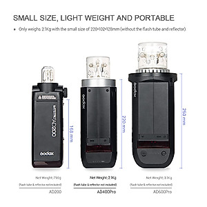 Godox AD400 Pro All-in-One Outdoor Flash, 400W 2.4G Wireless X System TTL Strobe Light, 1/8000 HSS Flash Monolight,390 Full Power Pops, 0.01-1s Recycle Time, 30w LED Modeling Lamp