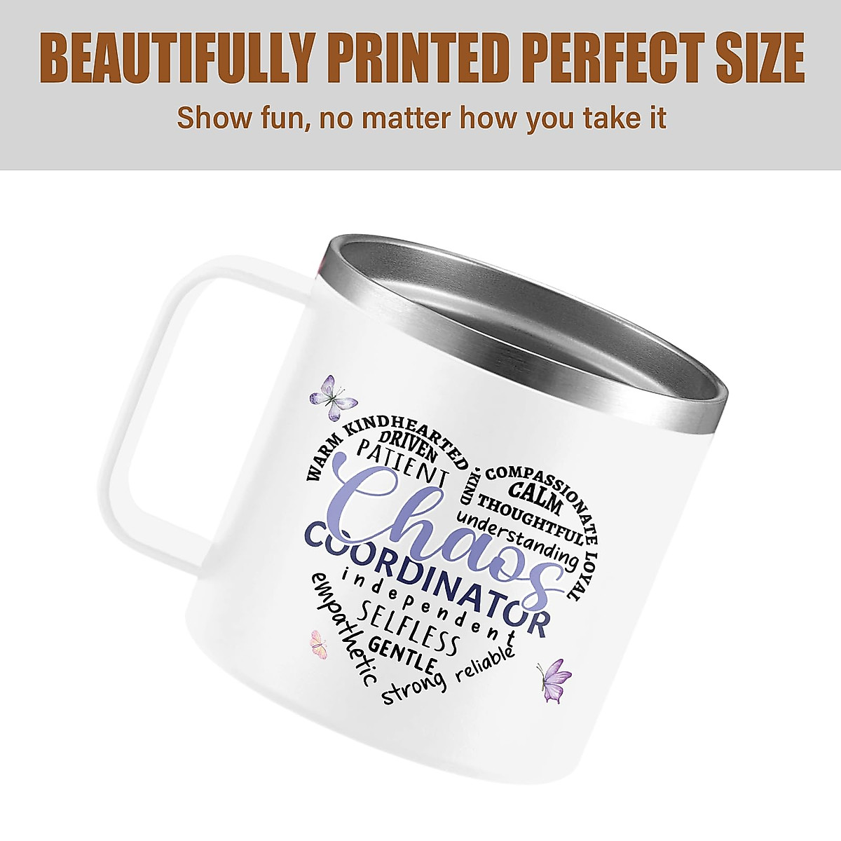 WWHSAI Chaos Coordinator Gifts - Gift For Boss Chaos Coordinator - Boss Lady Gifts For Women - Thank You Gift For Employee/Teacher/Coworker/Manager/Nurse Appreciation Office Presents Coffee Cup 14oz