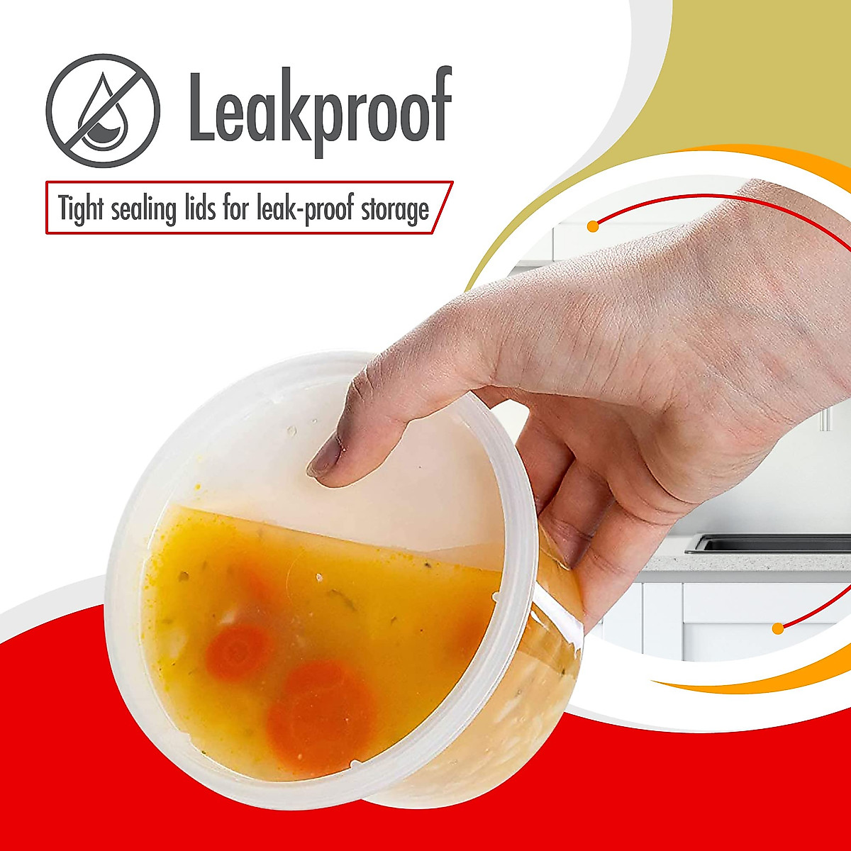 QUIDDITY WARE (16oz-Deli Containers with Lids Leakproof - 50 Pack BPA-Free Plastic Microwaveable Clear Food Storage Container Premium Heavy-Duty Quality, Freezer & Dishwasher Safe