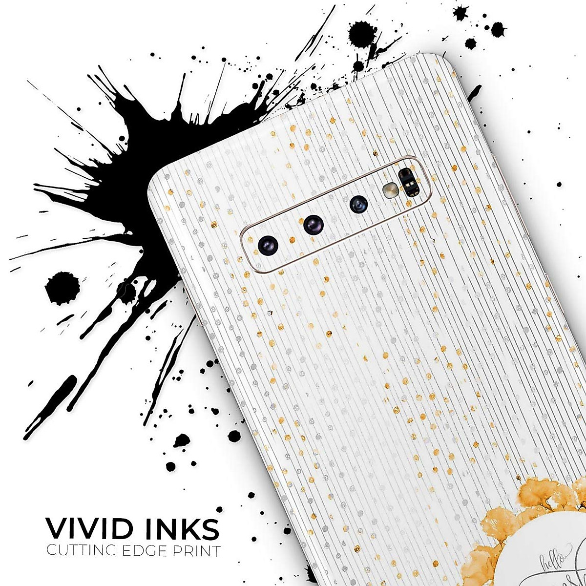 DesignSkinz Karamfila Yellow & Gray Floral V7 Protective Vinyl Decal Wrap Skin Cover Compatible with The Samsung Galaxy S20 (Screen Trim & Back Glass Skin)