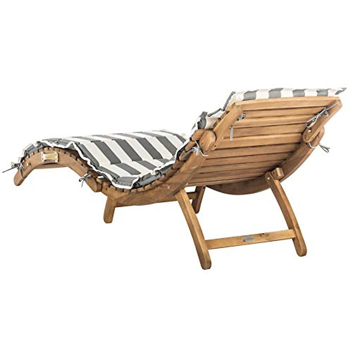 SAFAVIEH-Outdoor Collection Pacifica Natural/ Grey Stripe Cushion 3-Piece Chaise Lounge Set with Table