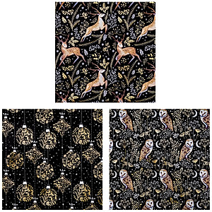 RUSPEPA Christmas Wrapping Paper Roll with Metallic Foil Shine - Mini Roll - 17 inches x 10 feet per Roll, Total of 3 Rolls - Owl, Reindeer and Christmas Ball