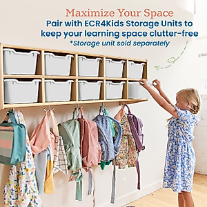 ECR4Kids Scoop Front Storage Bins, Multipurpose Organization, White, 10-Piece