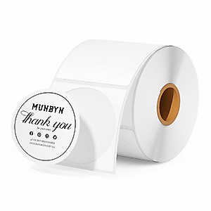 MUNBYN 2Inch Circle Thermal Sticker Labels, Self-Adhesive Round Direct Thermal Labels, Multi-Purpose Roll Thermal Stickers for Business-750 Labels/1 Roll