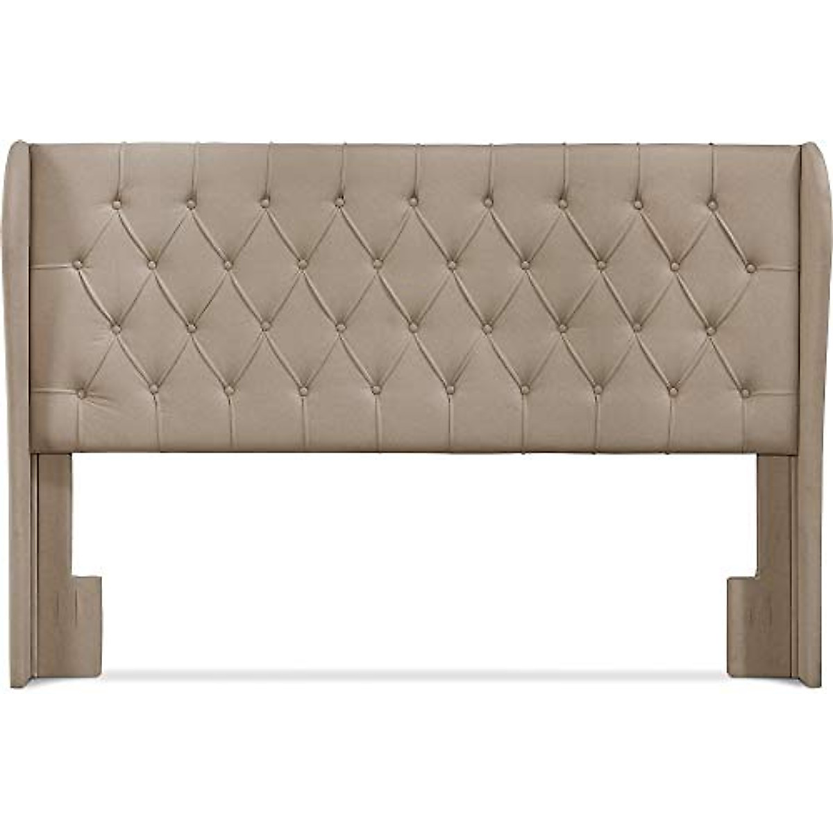 Lillian August Modern Wingback Upholstered Headboard with Diamond-Tufting, Soft Fabric Bedroom Accent Furniture, Eastern King, Beige