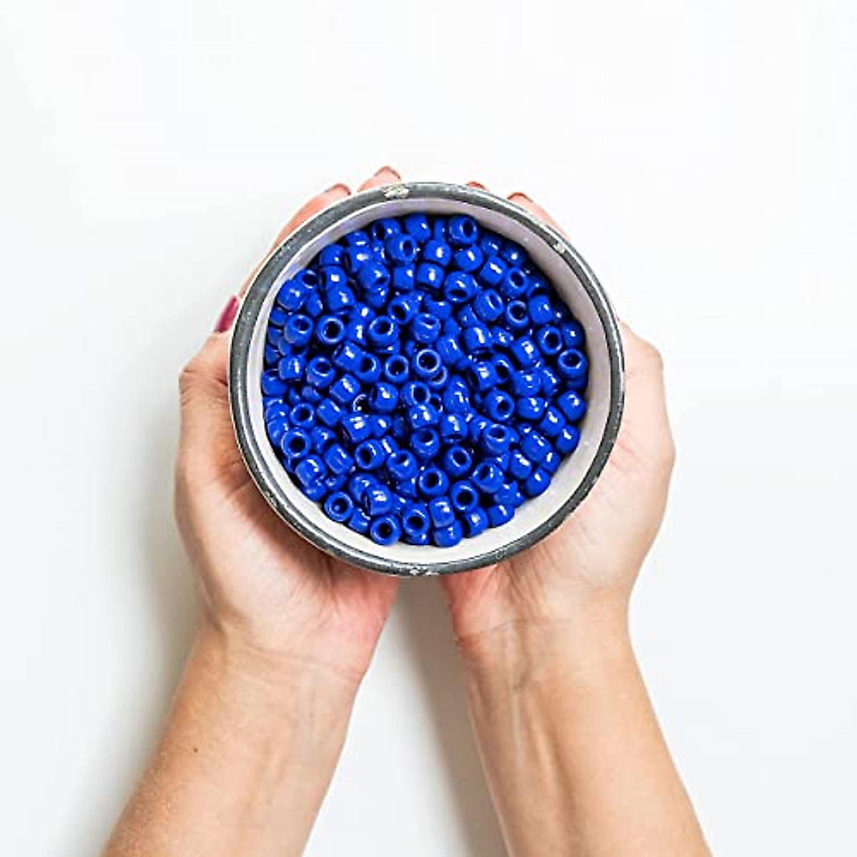 MAHITOI 1000-PC Opaque Blue Pony Beads Bag, Great Craft Projects for All Ages, Craft Projects of Bead Jewelry, Ornaments, Key Chains, Hair Beading, Round with Center Hole, 9mm Diameter, DIY Face Mask