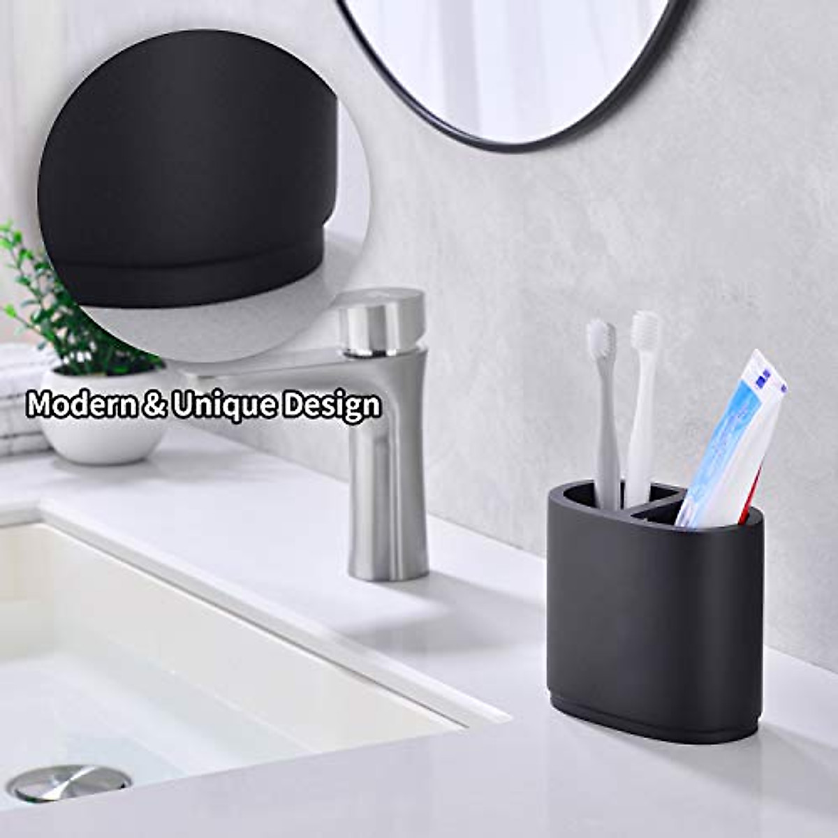ZEXZEN Bathroom Accessories Set 5 Piece, Matte Black Bathroom Sets Accessories with Soap Dispenser,Toothbrush Holder,Soap Dish,Tumbler Cup,Resin Bathroom Gift Set (Matte Black)