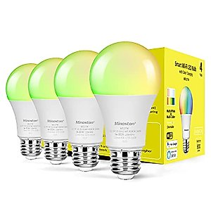 Minoston Smart Light Bulb, Alexa WiFi LED Light Bulb, A19 RGBCW Color Changing, 2700K-6500K Multi-White Dimmable, Works with Alexa and Google Assistant, 2.4GHz, 800LM, 9W, E26, No Hub Required(MB10TW)