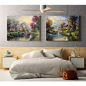 Puzzle for 2 Pack 1000 Pieces Forest Chapel Puzzles & Lake House Puzzles, Jigsaw Puzzles for Adults 1000 Pieces and Up, Puzzle Gifts for Women & Mom