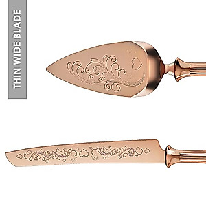 KSENDALO Rose Gold Cake Knife and Server Set, Elegant Cake Cutting Set for Weddings, Premium Cake Cutter, Ideal Cake Cutter Wedding Set, Perfect for Cake Slicing and Serving,13.78inch Long