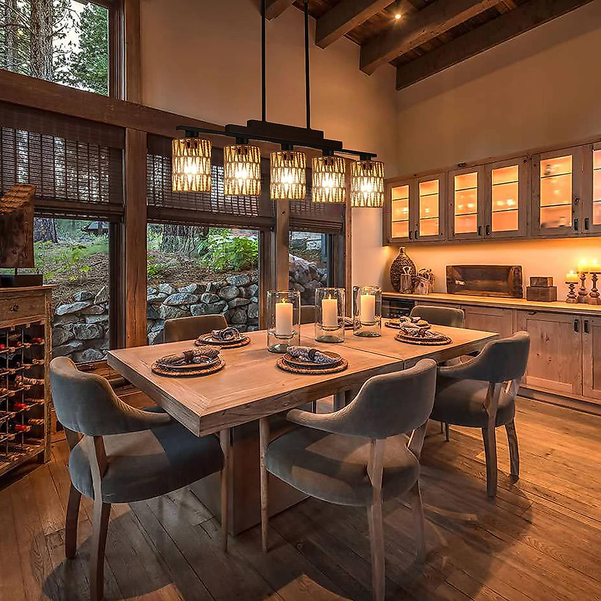 2 Pack Rattan Lamp Shade, Retro Small Wicker Lamp Shade Replacement, 6in Height, 4.9in Diameter, Woven Lampshade for Floor Lamps, Pendant Light, Chandelier, Desk lamp, Wall Sconces Light Fixture