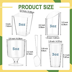 Nuenen 400 Pcs Mini Dessert Cups with Spoons Clear Plastic Small Yogurt Parfait Cups Disposable Tumbler Cups Appetizer Cups for Wedding Drinking Ice Cream Party Puddings Mousse
