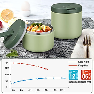 LOHASOK 17oz Soup Thermo for Hot Food Insulated Vacuum Food Jar with Buckle Lid, Stainless Steel Wide Mouth Leak Proof Lunch Container for School Travel Green, FOOD JAR-GREEN-17 OZ