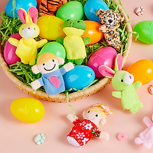 JOYIN 24 Pcs Easter Eggs Filled with Finger Puppets, Prefilled Egg with Cartoon Animal Puppets for Kids Eggs Hunt, Basket Stuffers Fillers, Party Favors and Classroom Prize Supplies