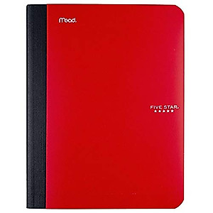 Five Star Composition Book/Notebook, Wide Ruled Paper, 100 Sheets, 9-3/4" x 7-1/2", Red (73800)