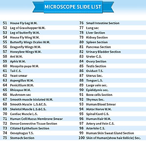 100Pcs Prepared Microscope Slides Set Professional Specimens for Kids Student Homeschool Use