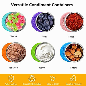 ZQXUNMQ 6pack Salad Dressing Containers To Go,2.4oz Small Condiment Containers With Lids, Stainless Steel Condiment Cup Dipping Sauce Cups Container For Lunch Bento Box Leakproof Silicone Lids