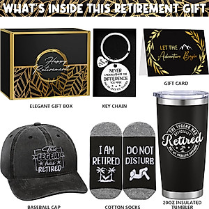 Retirement Gifts for Men 2024, Happy Retirement Gifts for Coworker, Teachers, Boss, Friends, Dad, Grandpa, Retirees, Best Retirement Gifts Set Funny Retired Gifts Basket with Wine Tumbler Baseball Cap