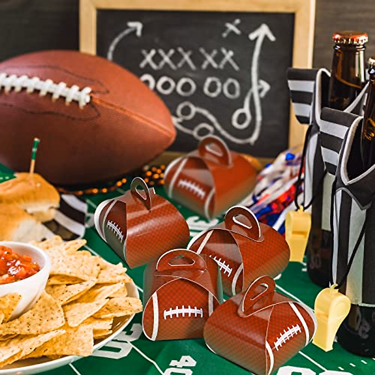 36 Pack Sports Party Box Favors Ball Goodie Boxes Sports Game Theme Gift Boxes Football Soccer Candy Boxes Sports Party Treat Boxes for Sports Themed Birthday Baby Shower Party Supplies (Football)