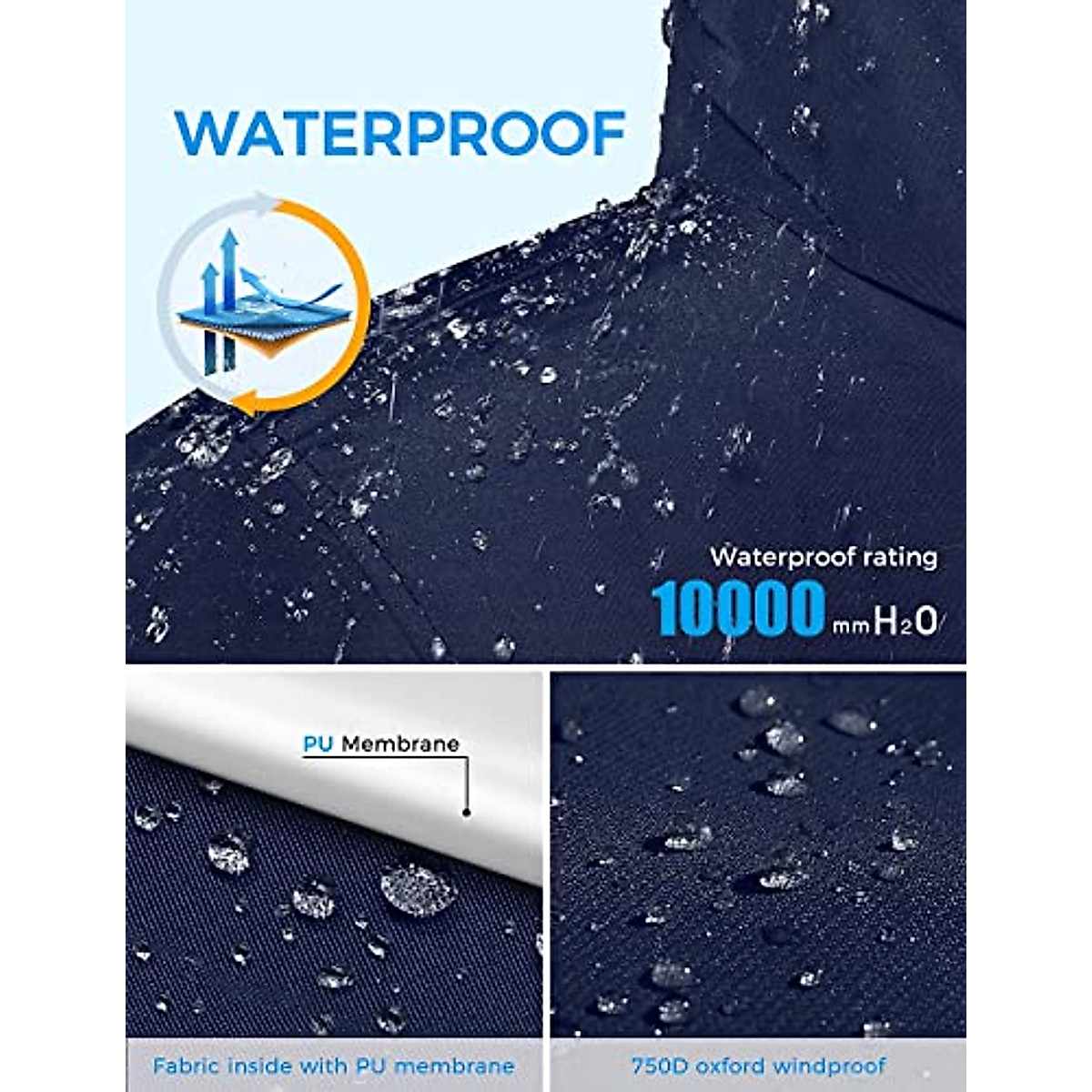 Wantdo Men's Big&Tall Waterproof Ski Jackets Plus Size Winter Coat with Hood Rain Coat Navy 4X-Large Big