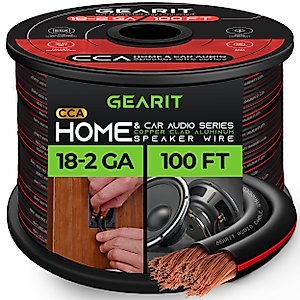 18AWG Speaker Wire, GearIT Pro Series 18 AWG Gauge Speaker Wire Cable (100 Feet / 30.48 Meters) Great Use for Home Theater Speakers and Car Speakers Black