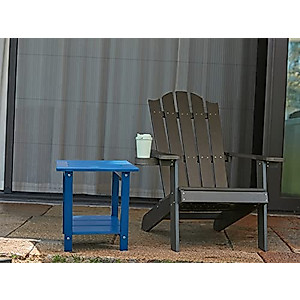 Meluvici Double Adirondack Outdoor Side Table Weather Resistant, Outdoor Rectangular Patio End Table for Adirondack Chair, Dark Blue